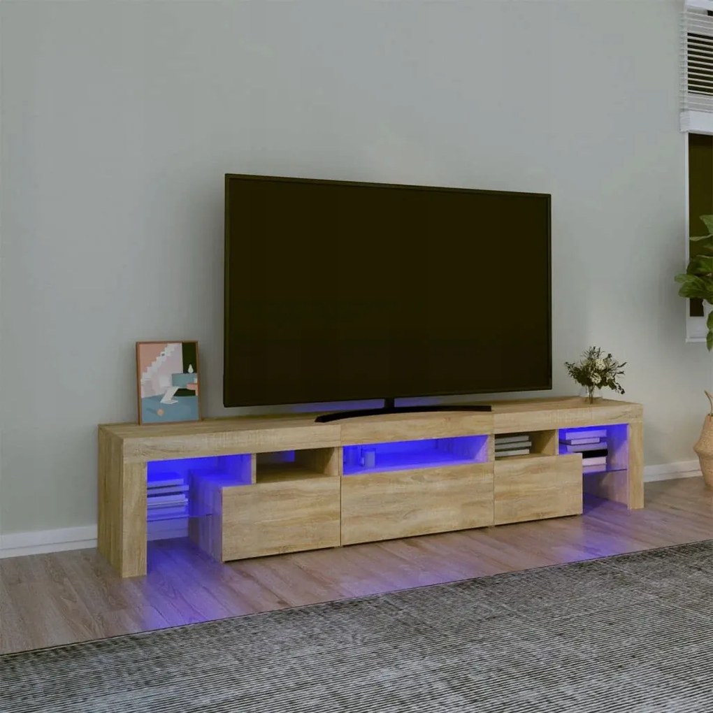 Tv Skříňka S Led Osvětlením 260X36,5X40 Cm dub sonoma 200 cm