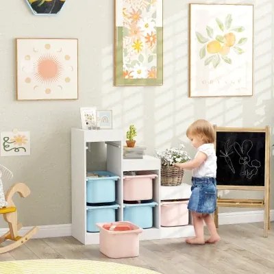 AIYAPLAY Dětský úložný box na hračky se 6 vyjímatelnými boxy, 3 patra, 96 x 38,5 x 90 cm, vícebarevný