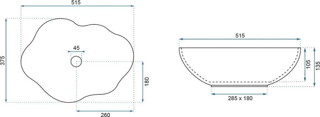 Rea Pearl umyvadlo, 52 x 38 cm, bílá, REA-U0265
