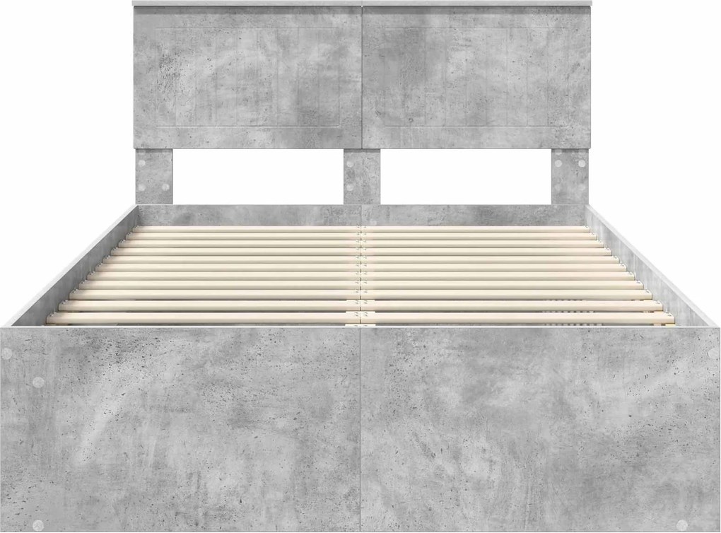 Rám postele s čelo Beton 120 x 200 cm Masivní borové dřevo 3410621