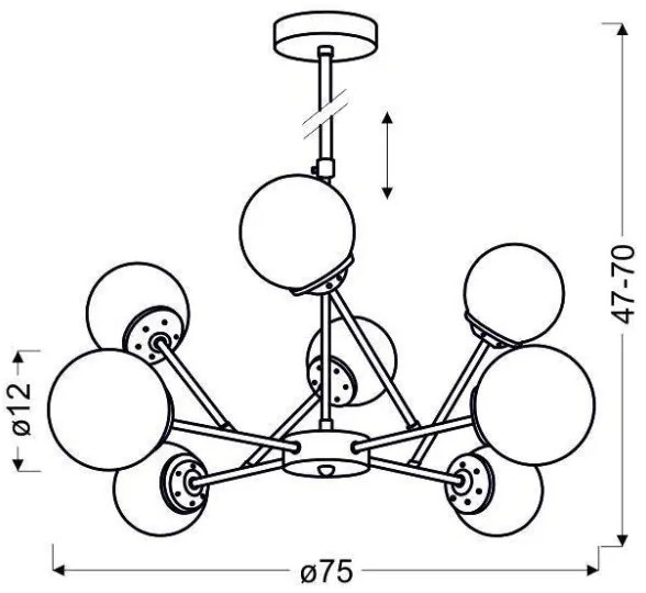 Lustr na tyči BEST 8xE14/40W/230V