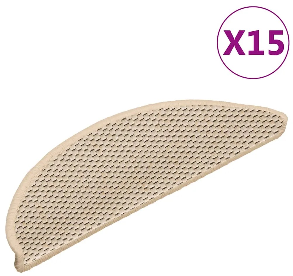 Samolepicí nášlapy na schody sisal 15 ks 56 x 17 x 3 cm berber 326869