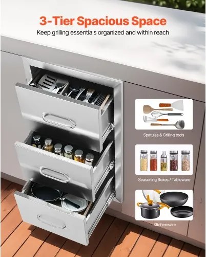 Přístupová zásuvka z nerezové oceli 3 BBQ 40 × 77 cm