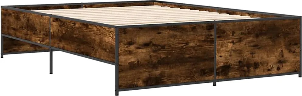 Rám postele kouřový dub 120 x 200 cm kompozitní dřevo a kov 3279894