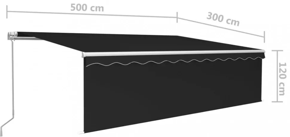 Ručně zatahovací markýza s roletou a LED 500x300 cm Dekorhome