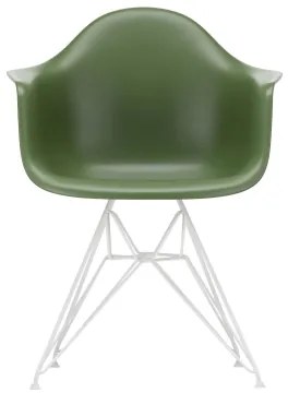 Eames Plastic Armchair DAR bíle lakovaná lesní zelená bílé na tvrdou podlahu Vitra