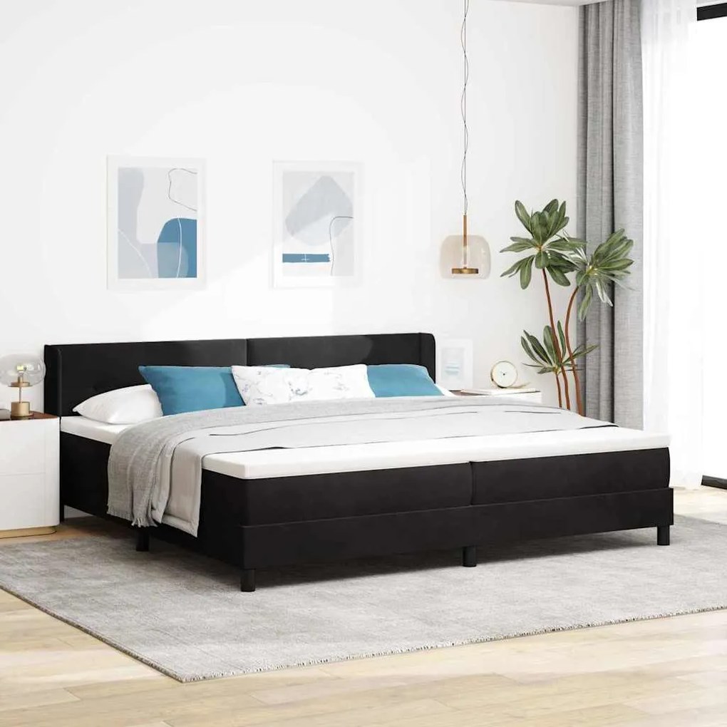 Postel s boxspringem s čelo Černý 200 x 200 cm samet 3341488
