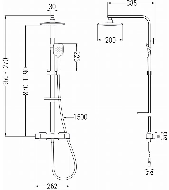 Mexen - CQ62 sprchový set s termostatickou baterií Cube, grafitová, 772506295-66