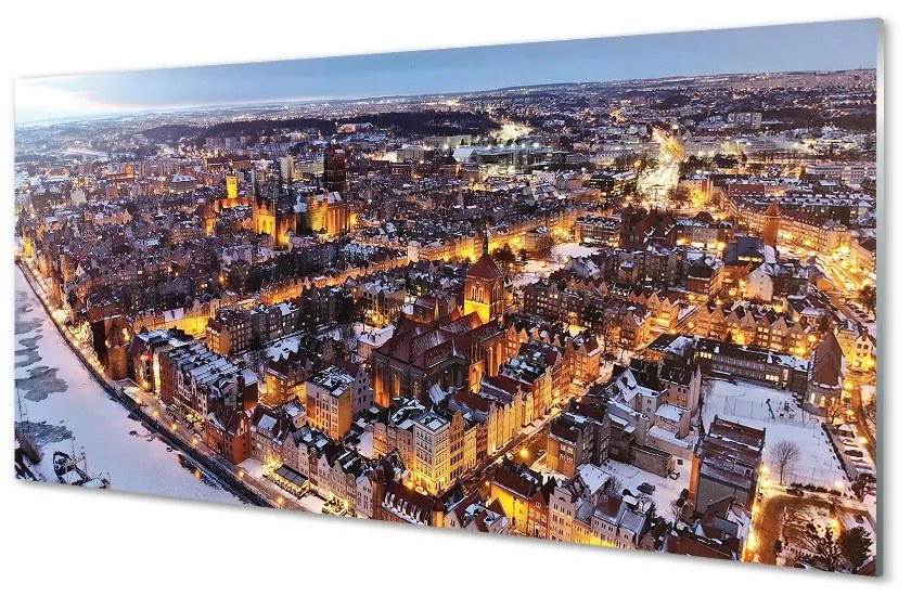 Obraz na skle Gdańsk Winter panorama řeka 100x50 cm