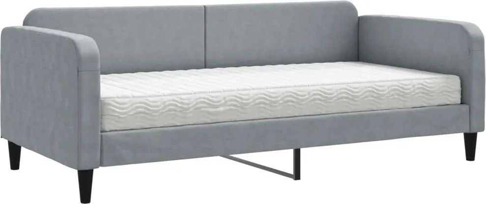 Válenda s matrací světle šedá 90 x 200 cm textil 3196798