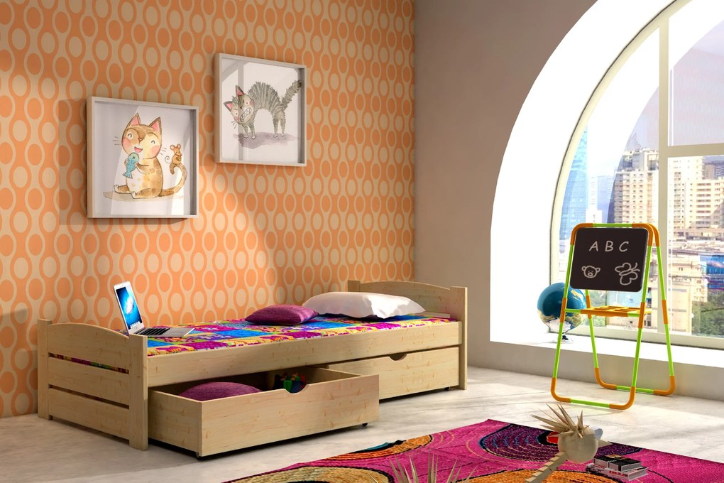 Dětská postel LILIANA vč. roštu, úložných prostor a matrace Rozměr: 200 cm x 90 cm, Povrchová úprava: netransparentní barva bílá