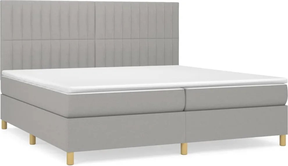 Box spring postel s matrací světle šedá 200 x 200 cm textil 3142521