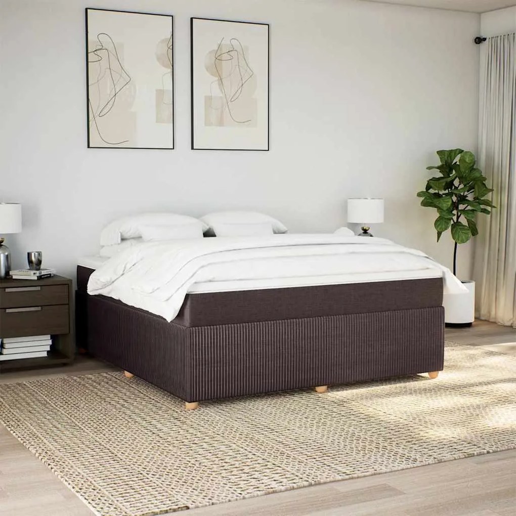 Box spring postel s matrací tmavě hnědá 180x200 cm textil 3285591