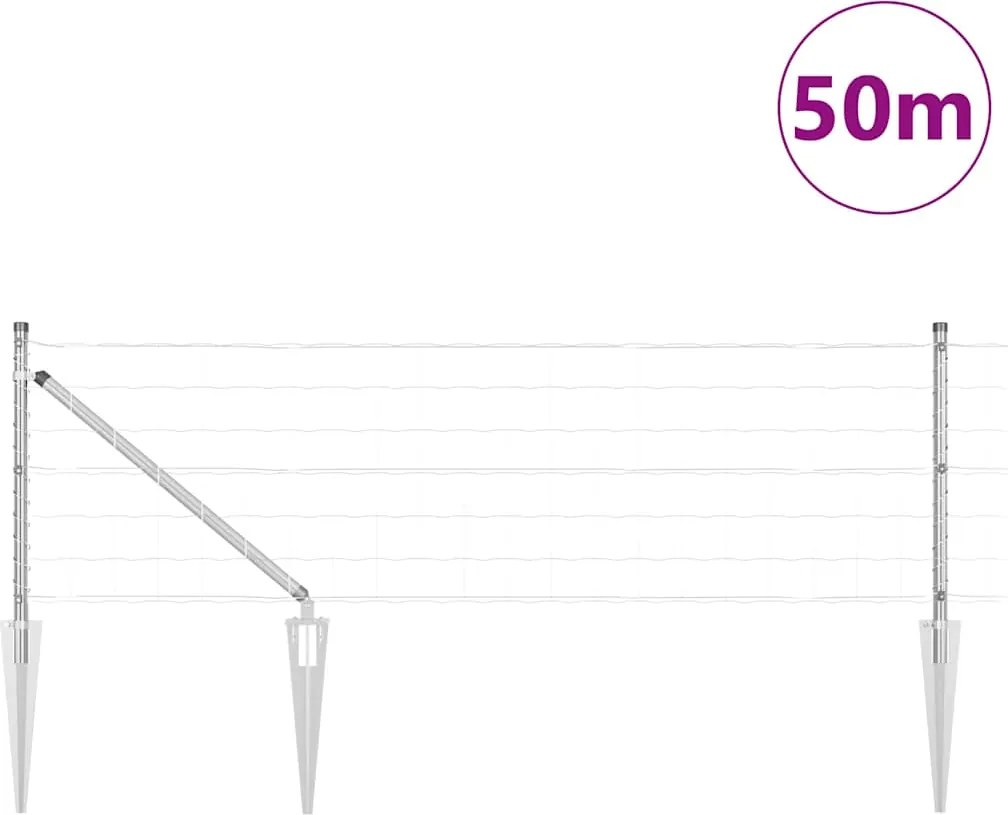 Venkovní euro plot s hroty 50 x 0,6 m Pozinkovaná ocel Stříbrná 3350785