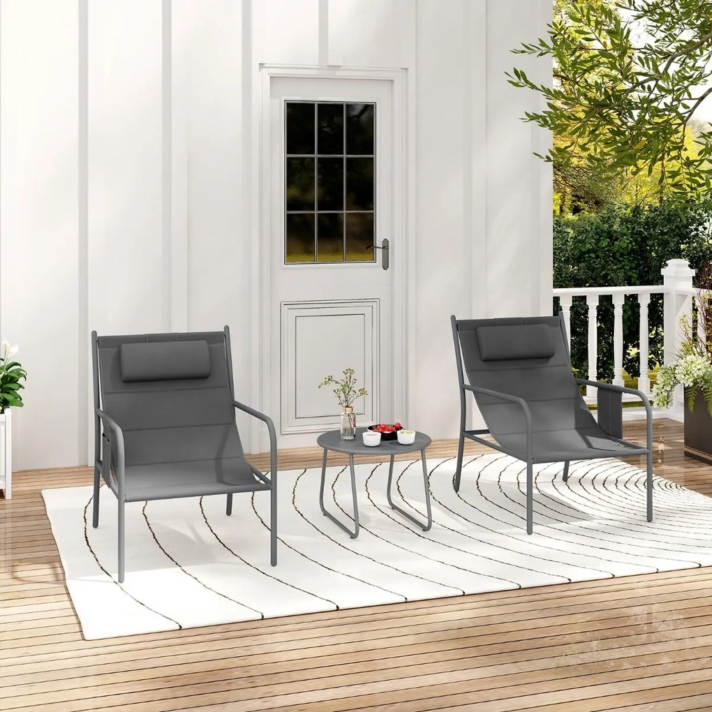Costway Balkonový nábytek 3 kusy. Gartenmöbel Set mit 2 Stühlen a Tisch