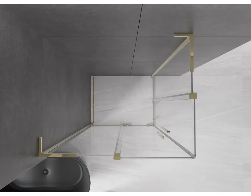 Mexen Velar L Duo, sprchový kout s posuvnými dveřmi 100 x 90 cm, 8mm čiré sklo, zlatá lesklá, 871-100-090-02-03-50
