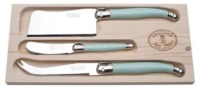 3dílná sada tyrkysových nožů na sýry v dřevěném balení Jean Dubost