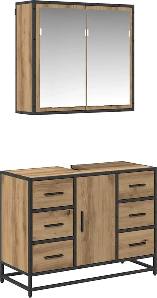 Sada koupelnového nábytku 2 ks Artisanový dub 80 x 33 x 60 cm 3402430