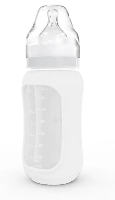 EcoViking Kojenecká lahev skleněná 240 ml široká silikonový obal Iceberg White