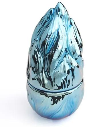 Dóza FLAME - design RUDOLF RUSŇÁK, modrá, porcelán, 9,5 x 21 cm