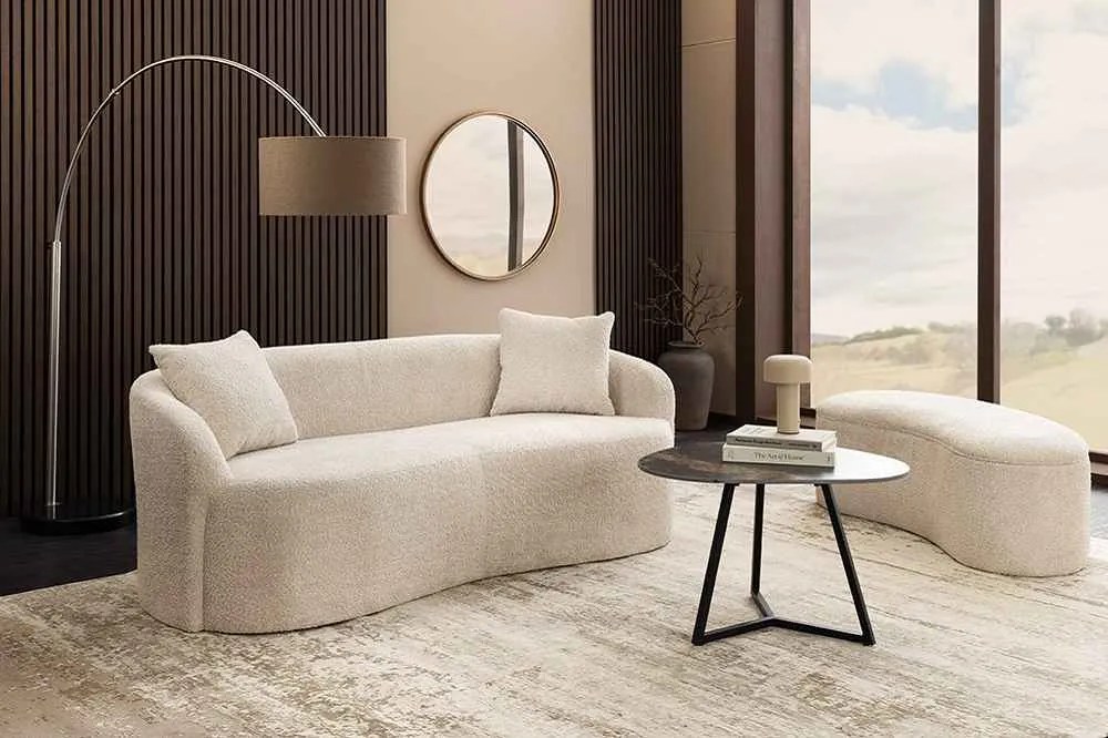 Designová 2-místná pohovka Vardinon 178 cm šampaňská béžová