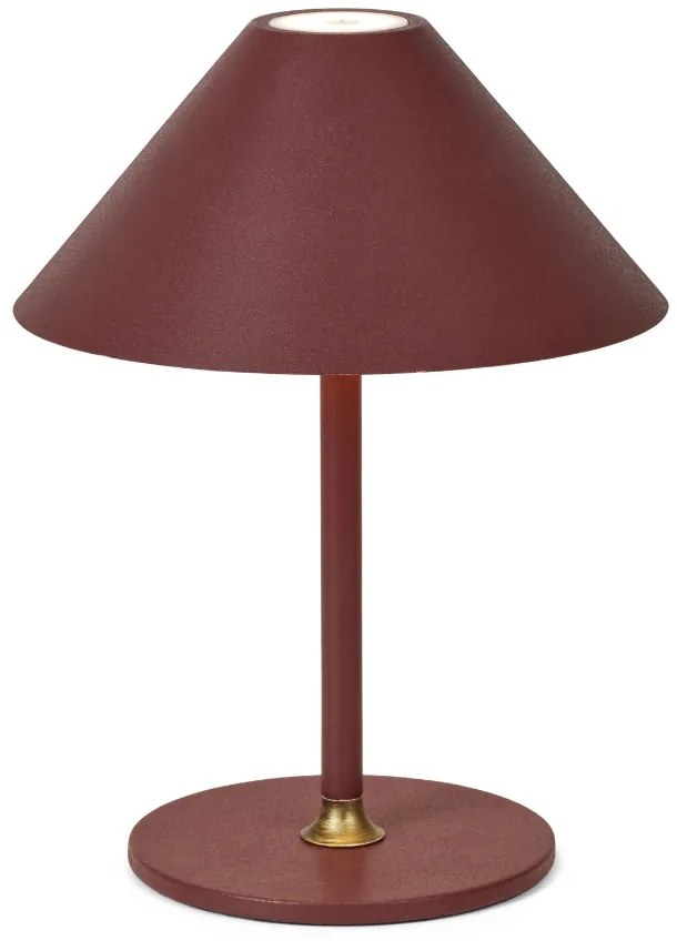 OnaDnes -20% Vínově červená plastová nabíjecí stolní LED lampa Halo Design Hygge 25 cm