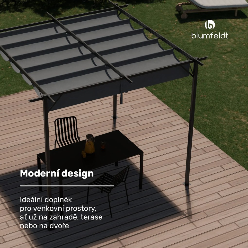 Blumfeldt Pantheon Robust Pergola, 3x3 m práškově lakovaná ocel odolná vůči povětrnostním vlivům