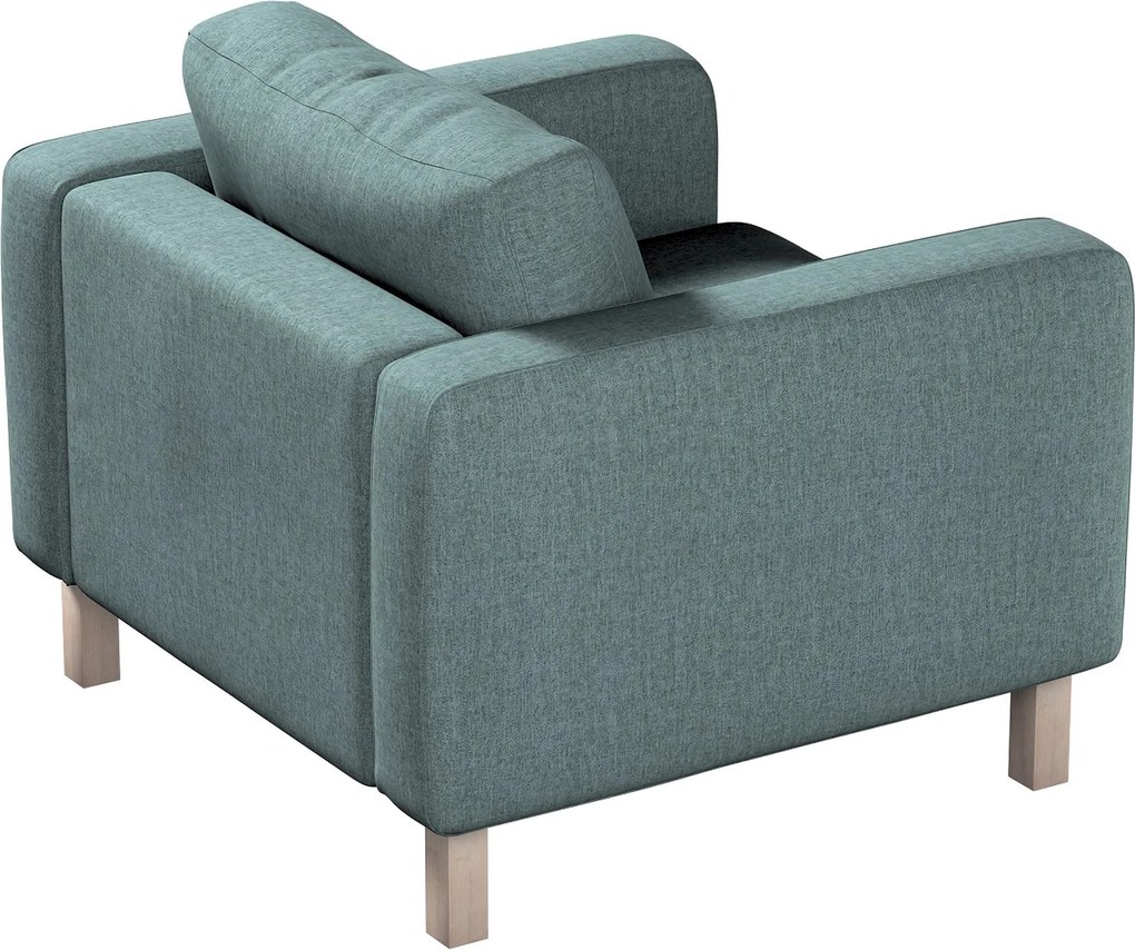 Potah na křeslo IKEA Karlstad, krátký barva modrá látka pletený vzor