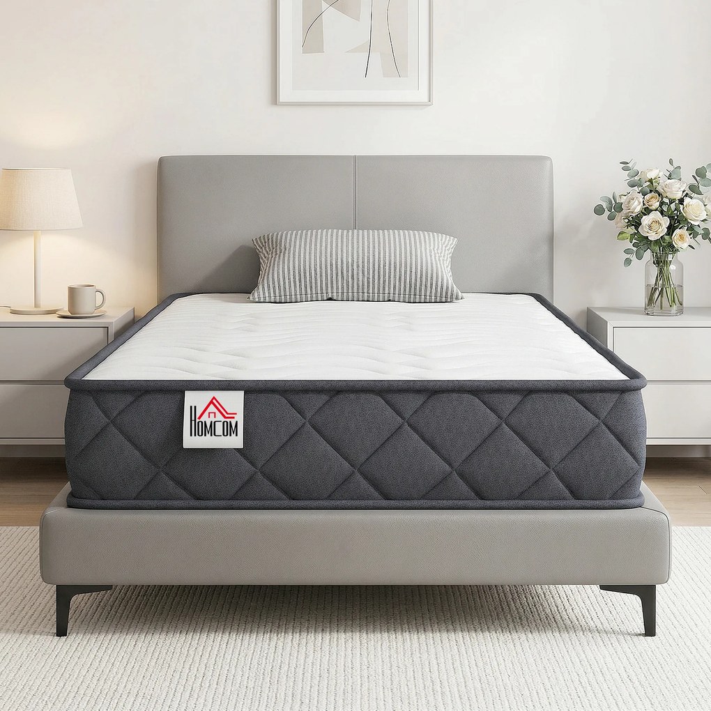 HOMCOM matrace 90x190 cm, jednolůžková matrace, paměťová pěna, výška 20 cm, certifikát OEKO-TEX, střední tuhost