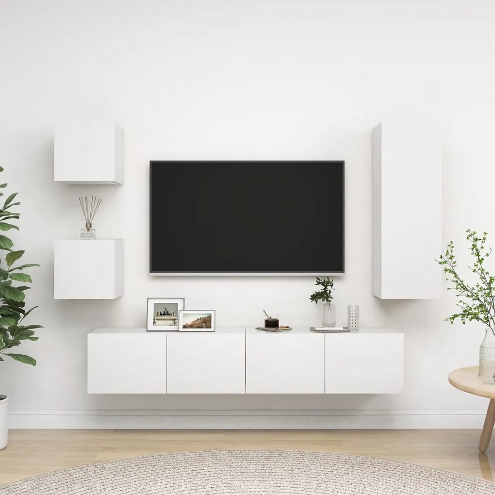 5dílný set TV skříněk bílý kompozitní dřevo 3078696