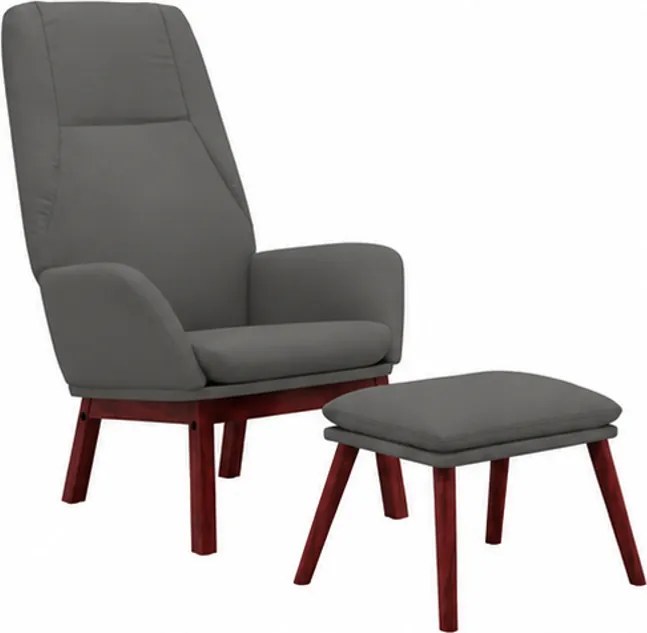 relaxační křeslo, s podnožkou, odpočinkové, masivní kaučukovník/kov/textil, 95x76x71 cm, nohy tmavé/světle šedá, Dekorino KR20260084