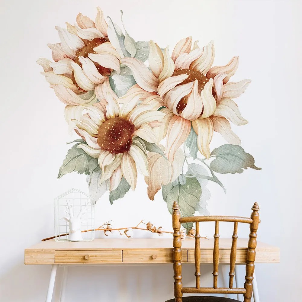 Gario Nálepka na zeď Sunflower - tři slunečnice Rozměry: 50 x 46 cm