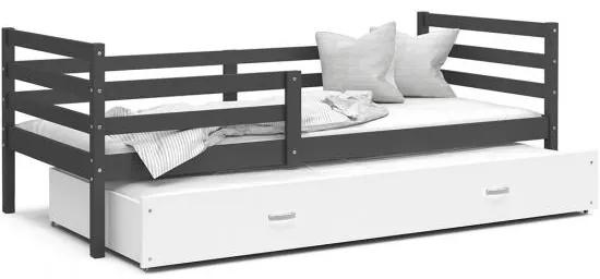 DOBRESNY Dětská postel s přistýlkou JACEK P2 190x80 cm ŠEDÁ-BÍLÁ