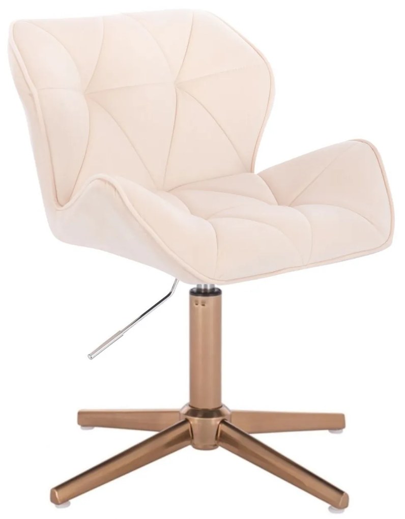 LuxuryForm DESIGN Otočná židle MILANO VELUR na zlatém kříži - krémová