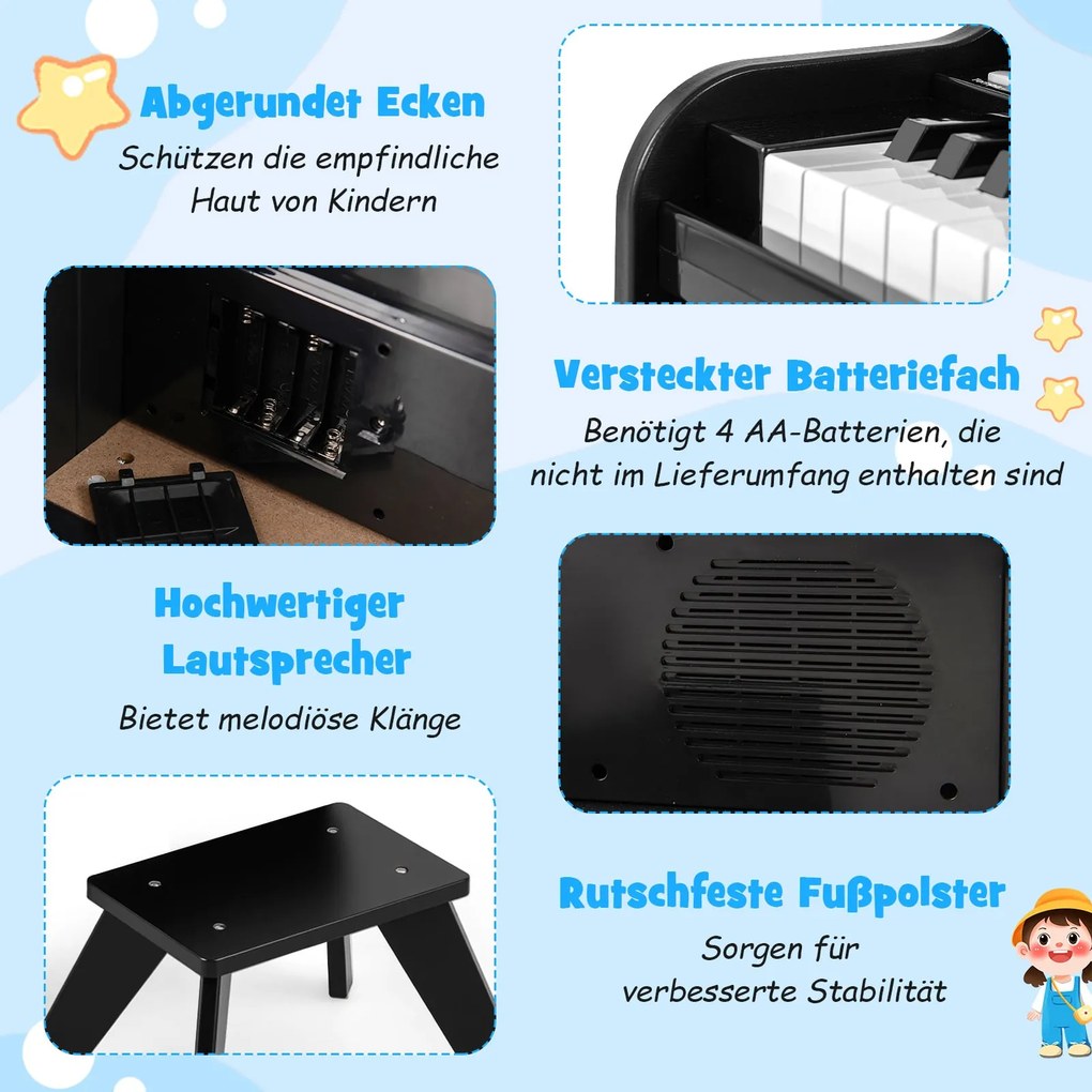 Costway 25 Keys Mini Digital Piano se stoličkou Dětské piano
