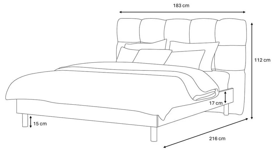 Světle šedá čalouněná dvoulůžková postel s roštem 160x200 cm Kumo – Bobochic Paris