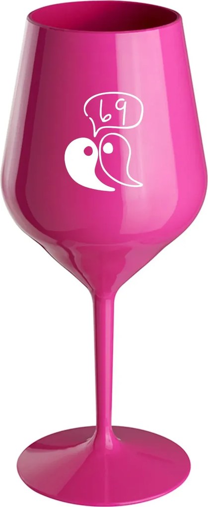 69 - růžová nerozbitná sklenice na víno 470 ml