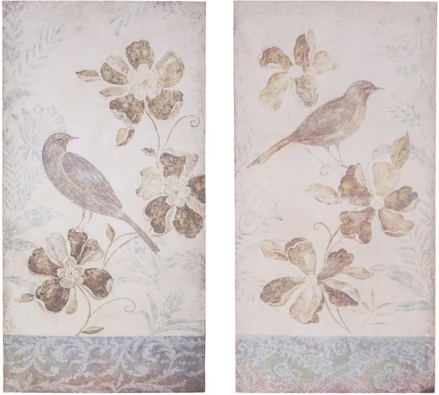 Sada 2 dekorativních tabulek Antic Line Birdy