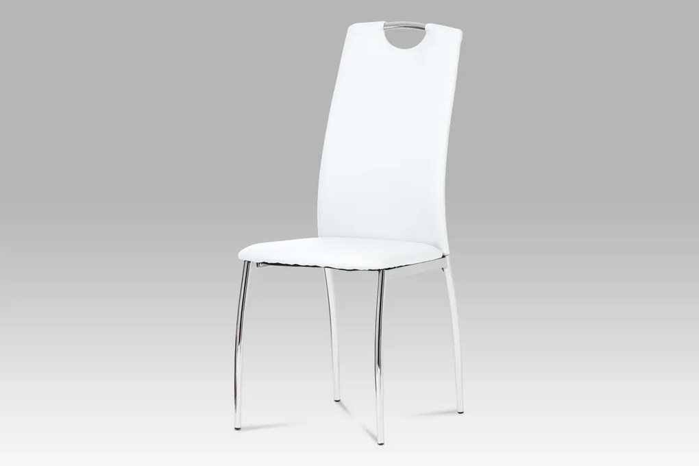 Artium Jídelní židle koženka bílá / chrom - DCL-419 WT