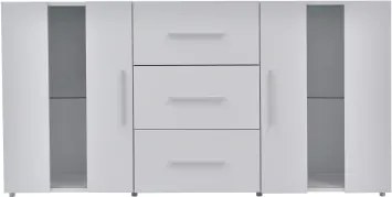 Aosom Moderní komoda 140 cm s LED osvětlením, 2 skříňky, 3 zásuvky do obývacího pokoje, bílá