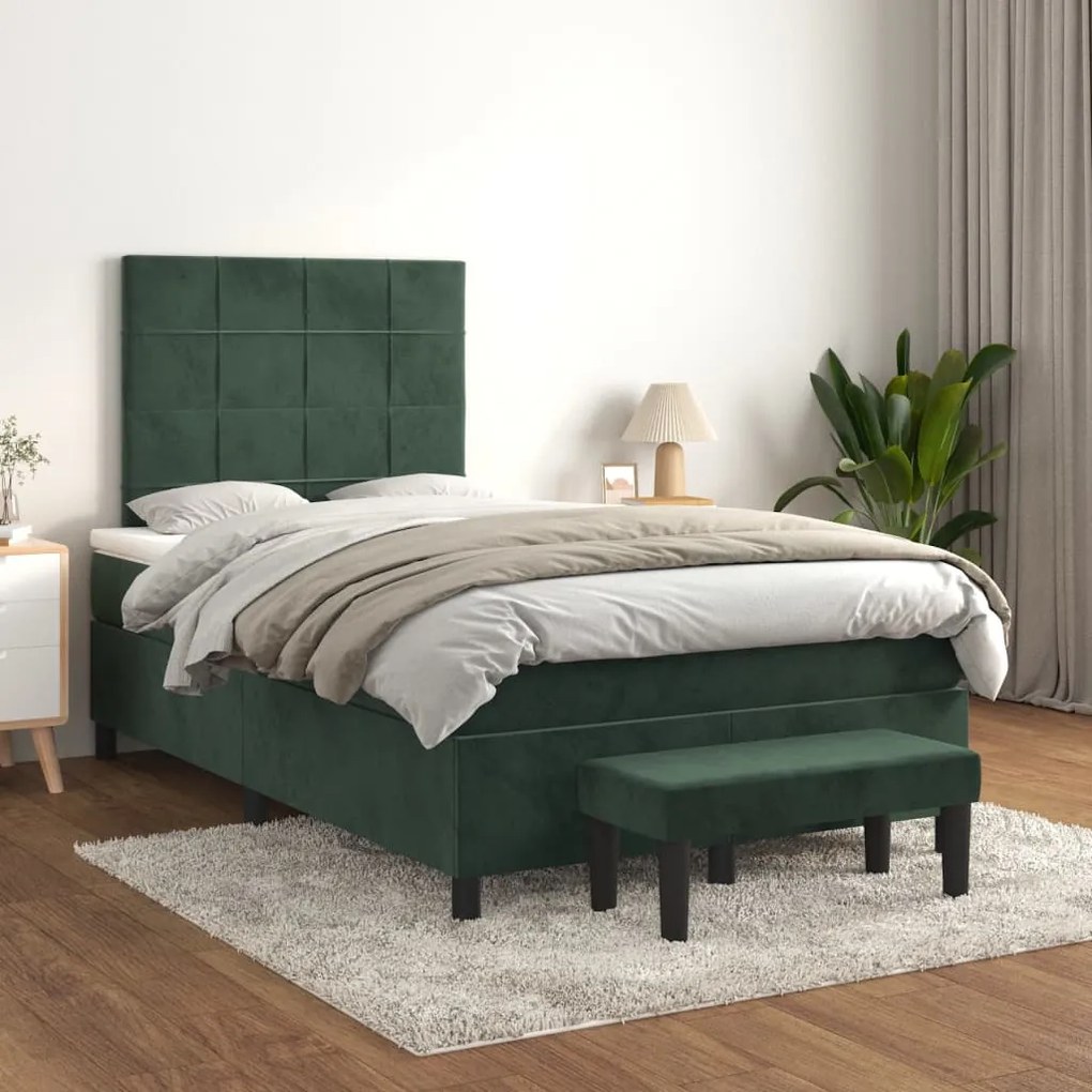 Box spring postel s matrací tmavě zelená 120 x 200 cm samet 3137836