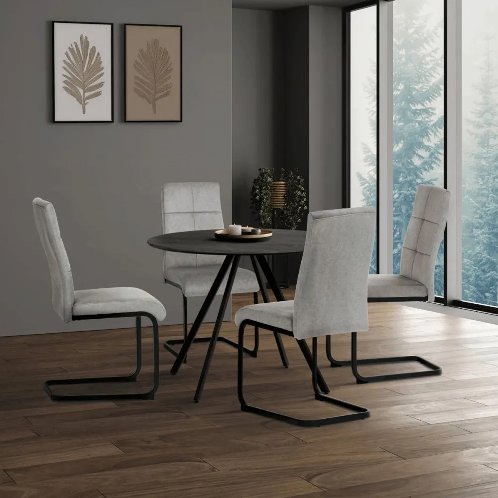 Kulatý jídelní stůl 100x100cm HT-R5010 GREY, lamino, šedý dub