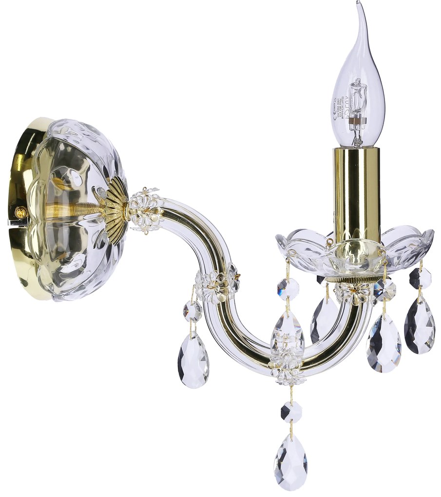 Zlaté křišťálové nástěnné svítidlo Maria Teresa pro žárovku E14  - Candellux
