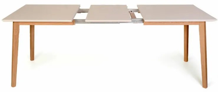 Rozkládací bílý jídelní stůl masiv dub+MDF Vega 140/185x80