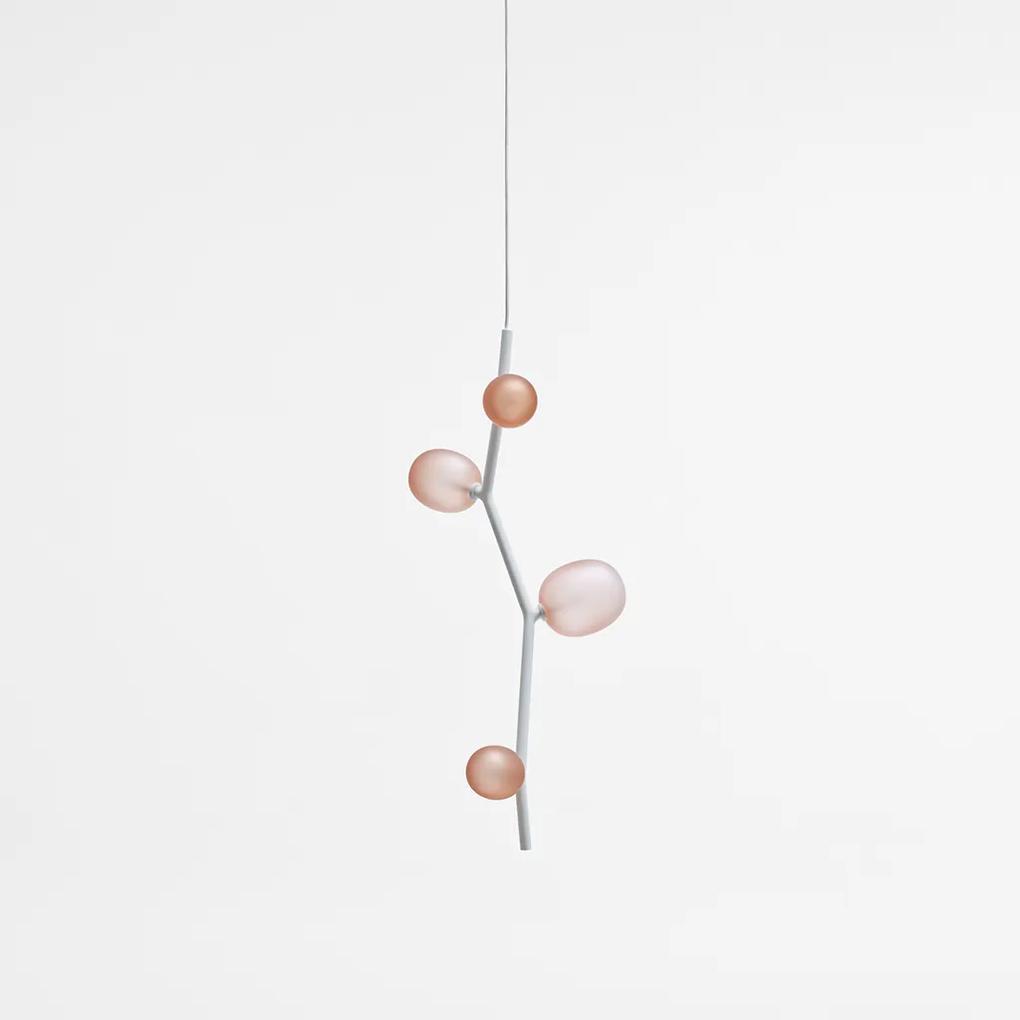 Závěsné svítidlo v organickém designu Ivy Vertical White Sklo: Růžové