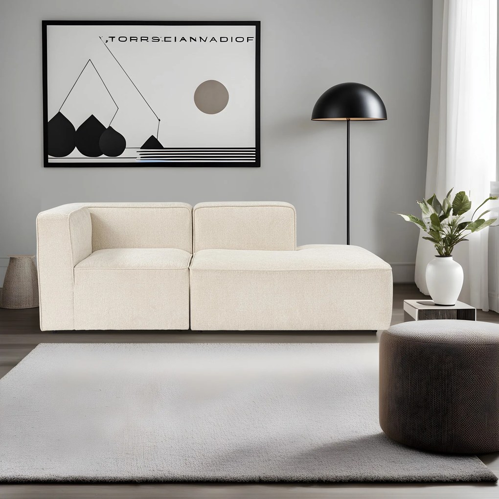 Hanah Home Dvoumístná krémová pohovka MORE M pravá 210 cm