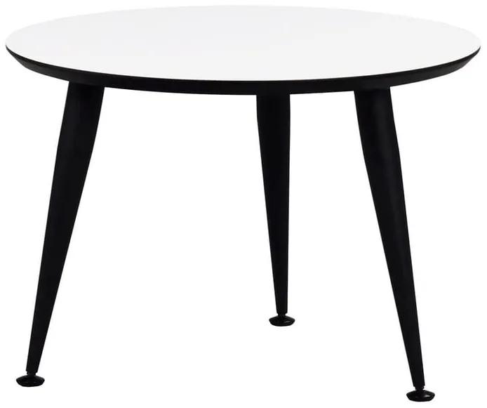 Bílý konferenční stolek s černými nohami Folke Strike, výška 47 cm x ∅ 56 cm