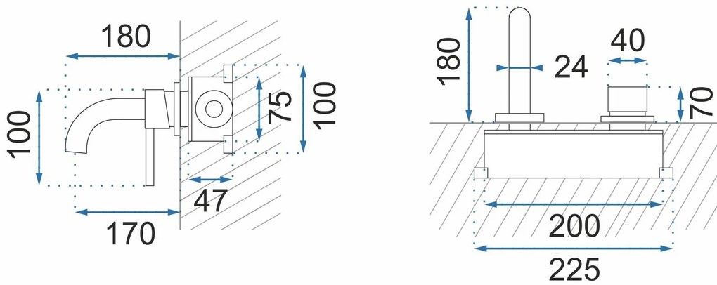 Rea, Podomítková baterie REA OWEN Nickel Brush + BOX, REA-B5335