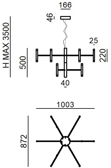 Linea Light 9752 Perla_P9, bílo-zlatý moderní lustr, 40W LED 3000K DALI, 87x100cm