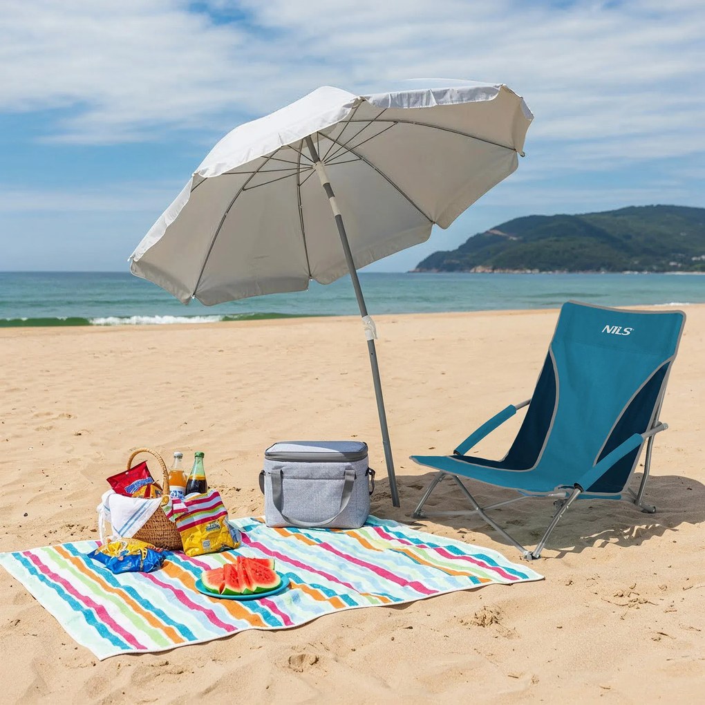 NC3035 MODRO-ŠEDÉ PLÁŽOVÉ KŘESLO NILS CAMP